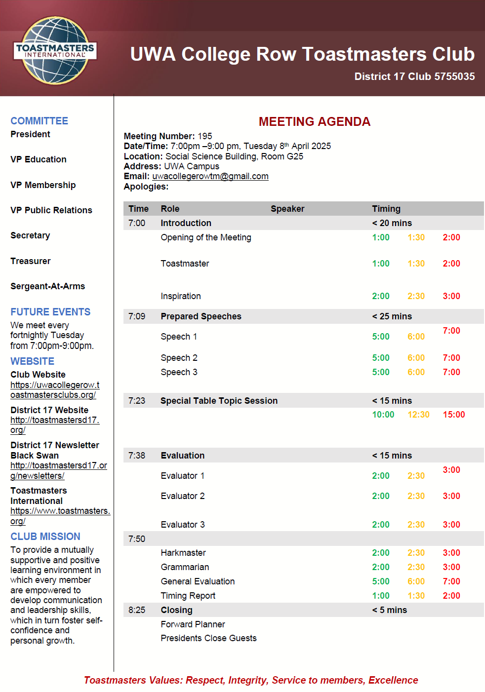 Why UWA College Row Toastmasters? - Toastmasters International District ...